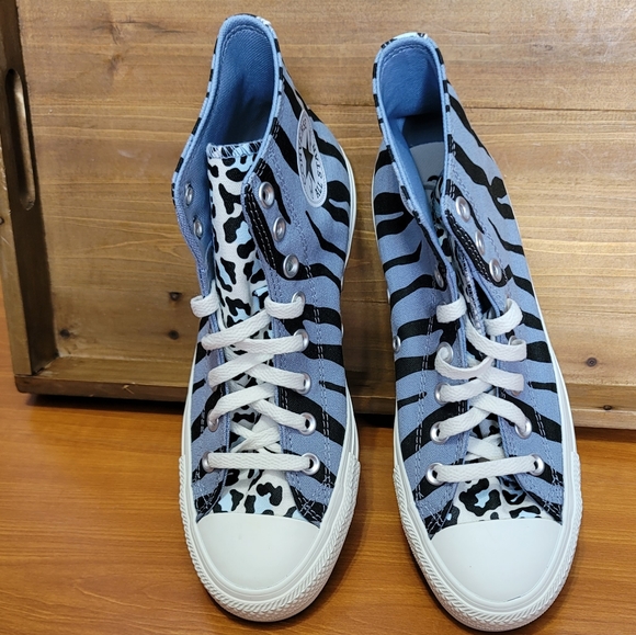 Converse | Shoes | Converse Blue Twisted Zebra Print High Tops | Poshmark